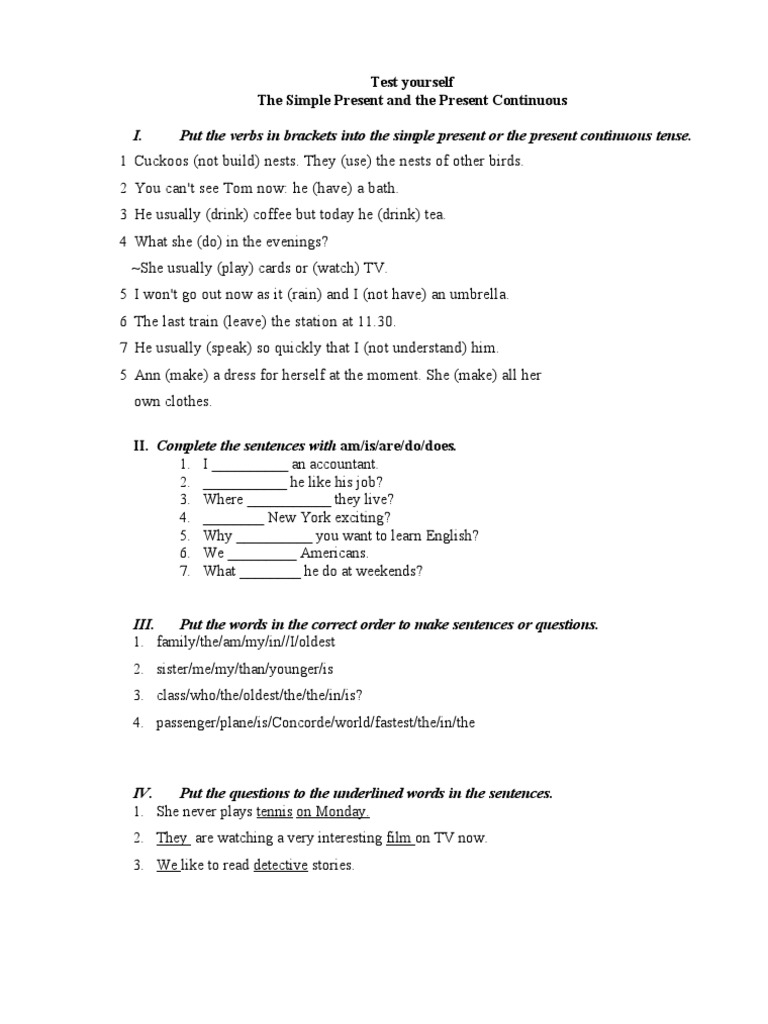 Simple Present Versus Present Continuous | PDF | English Language ...
