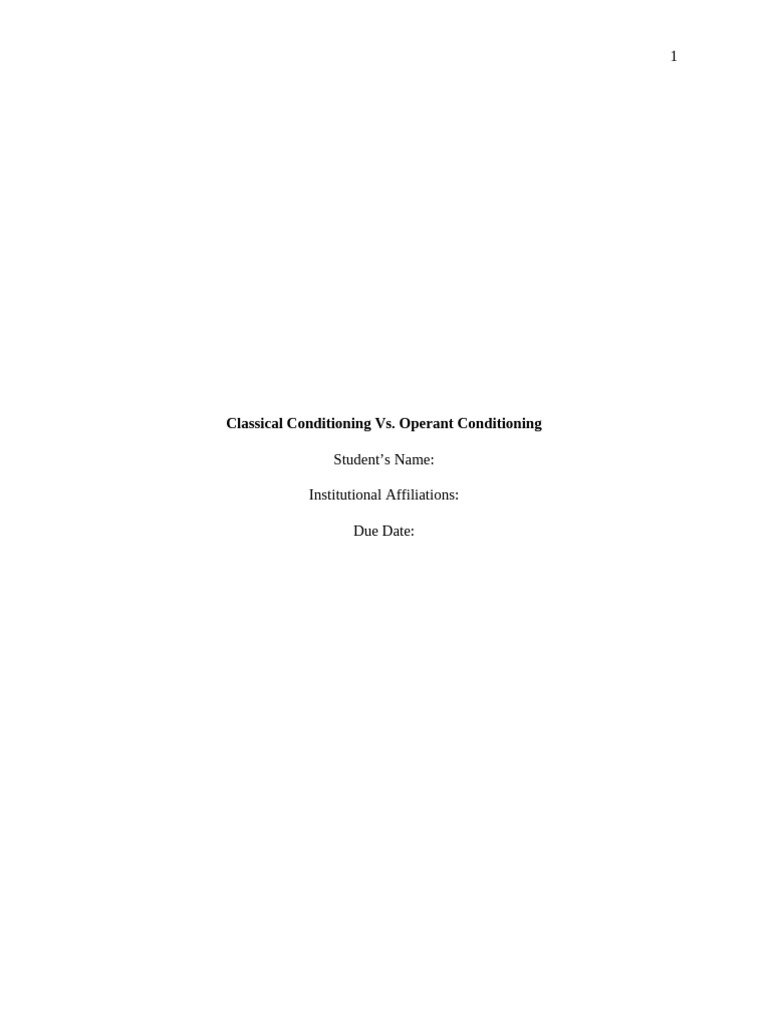 Classical Vs Operant Conditioning | PDF | Reinforcement | Classical Conditioning
