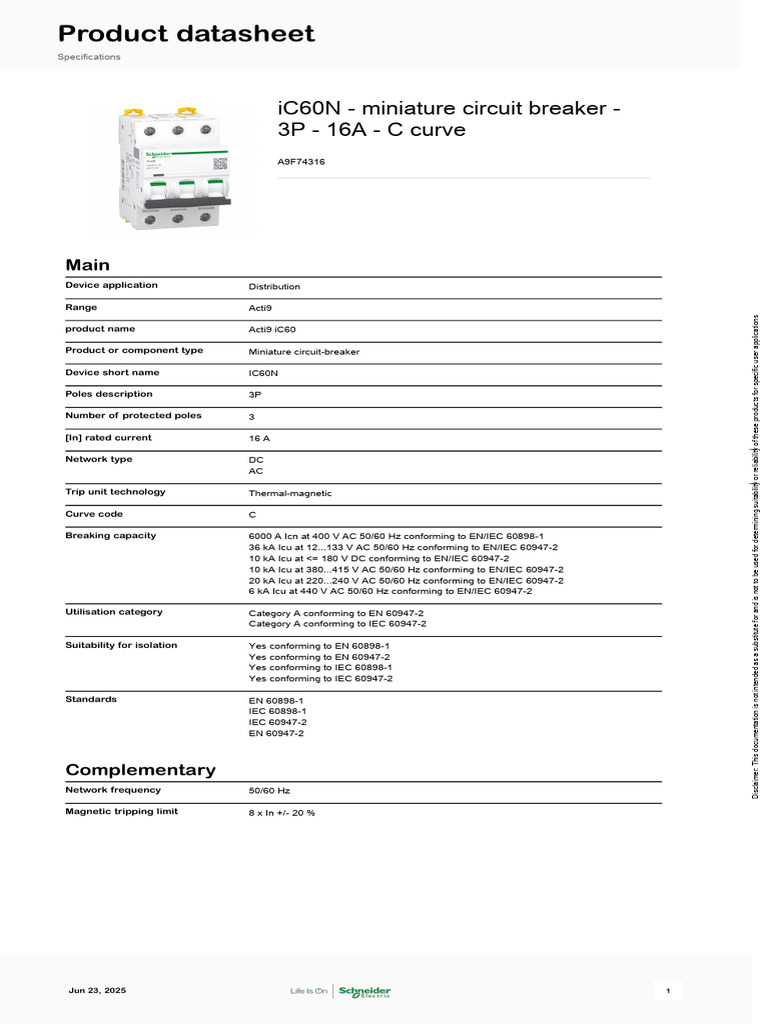 Product DataSheet - A9F74316 | PDF | Alternating Current | Electrical ...