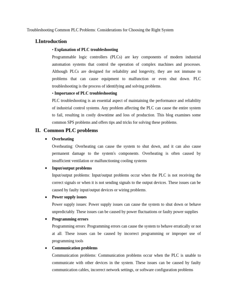 Troubleshooting Common PLC Issues | PDF | Programmable Logic Controller ...