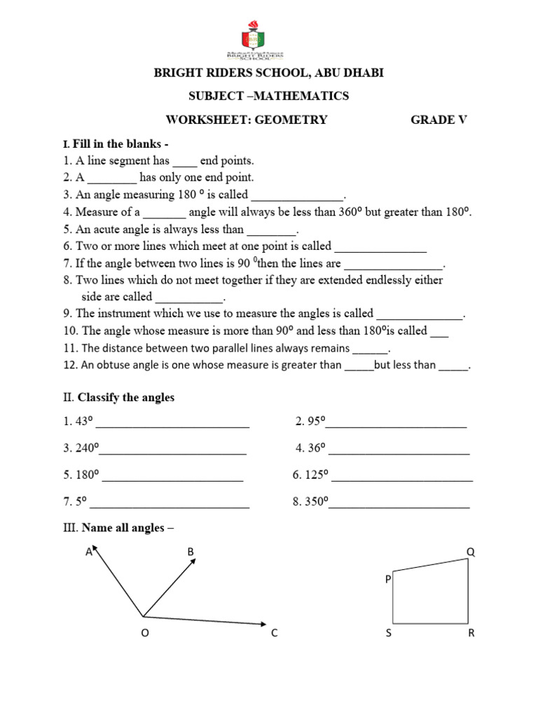 Geometry Worksheet ALN 5 | PDF | Angle | Geometry