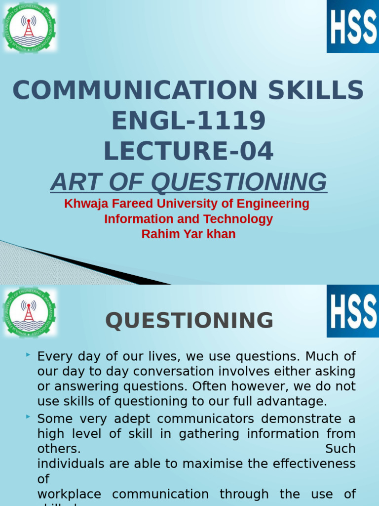 LECTURE 04 Art of Questioning | PDF | Question | Cognitive Science