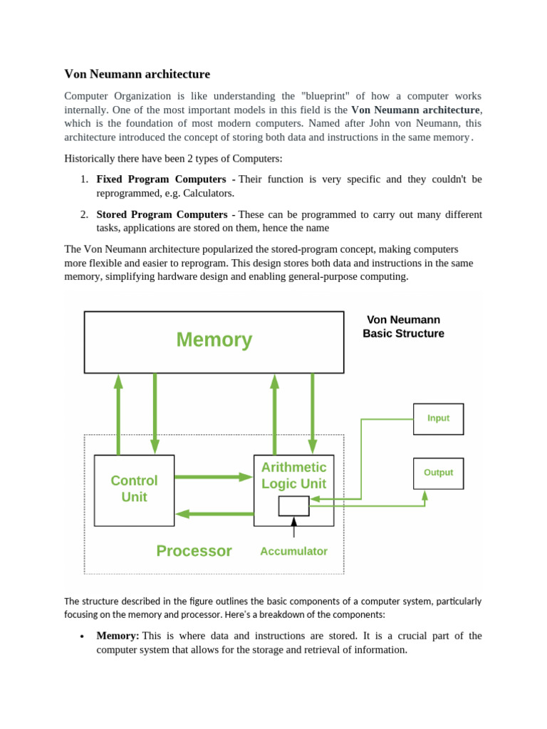 Von Neumann Architecture | PDF | Central Processing Unit | Computer Data Storage