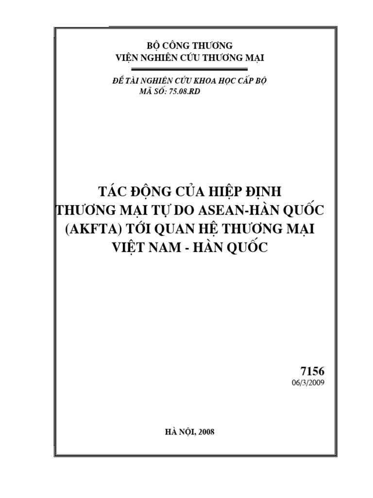 Tác Động Của Hiệp Định Thương Mại Tự Do ASEAN Hàn Quốc AKFTA Tới Quan ...