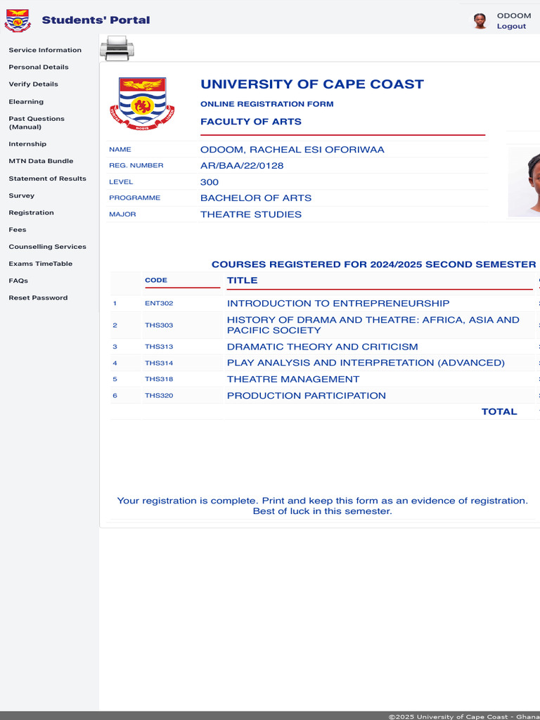 Student Portal University of Cape Coast | PDF