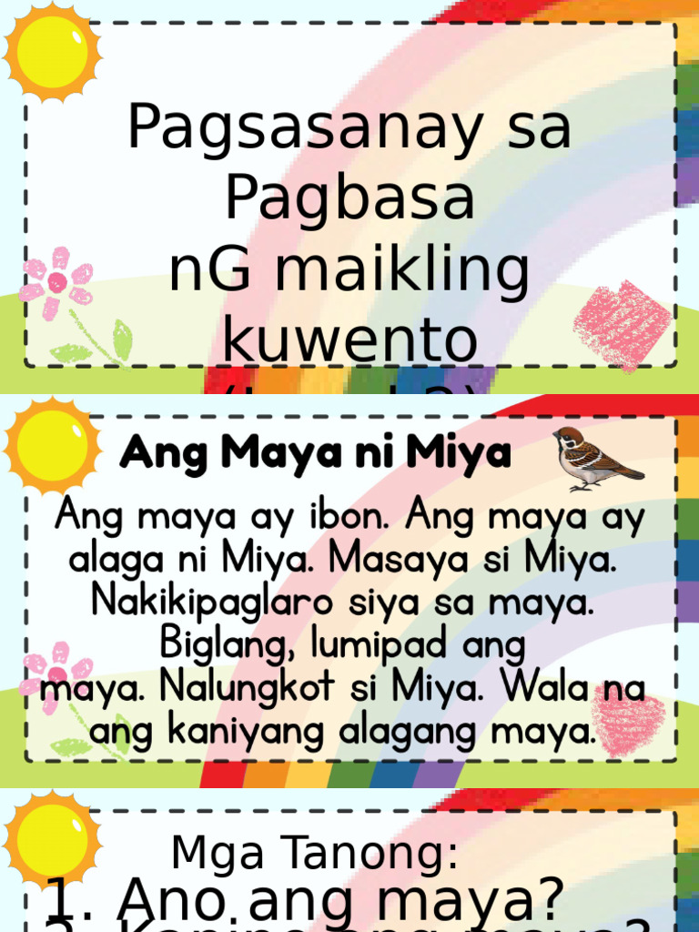 Pagsasanay Sa Pagbasa NG Maikling Kuwento (Level 2) PIC | PDF