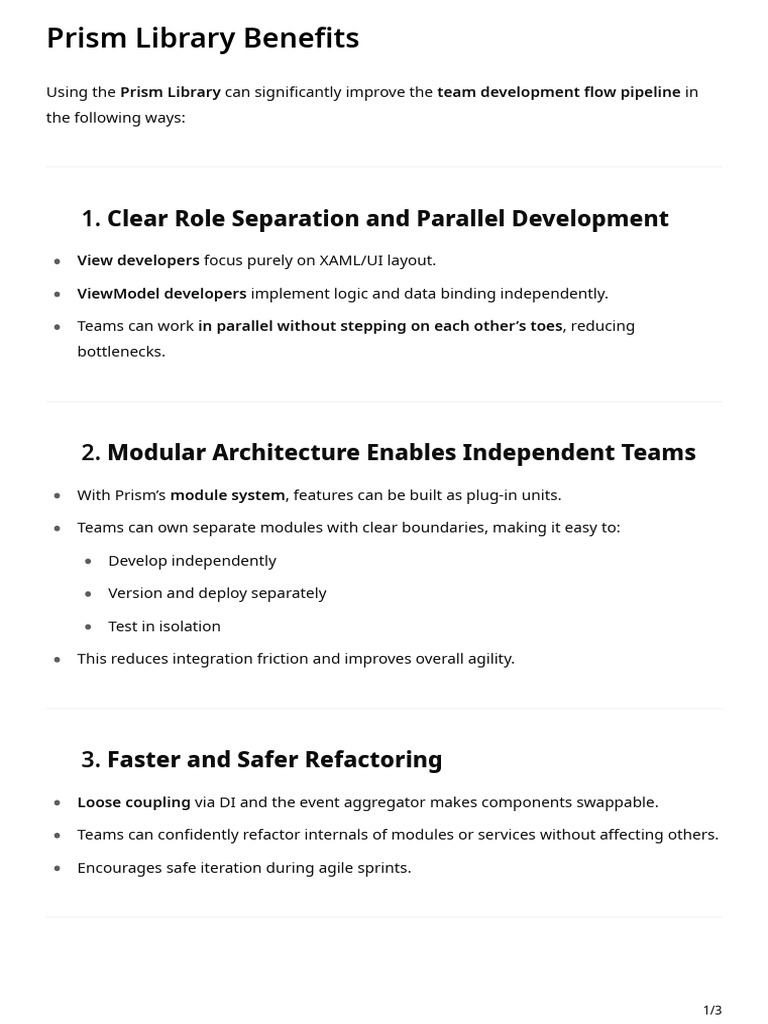 Prism Library Benefits 1 | PDF | Software Development | Unit Testing