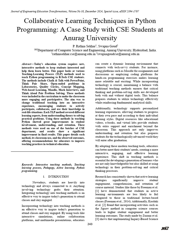 Collaborative Python Learning Techniques | PDF | Teaching Method | Learning