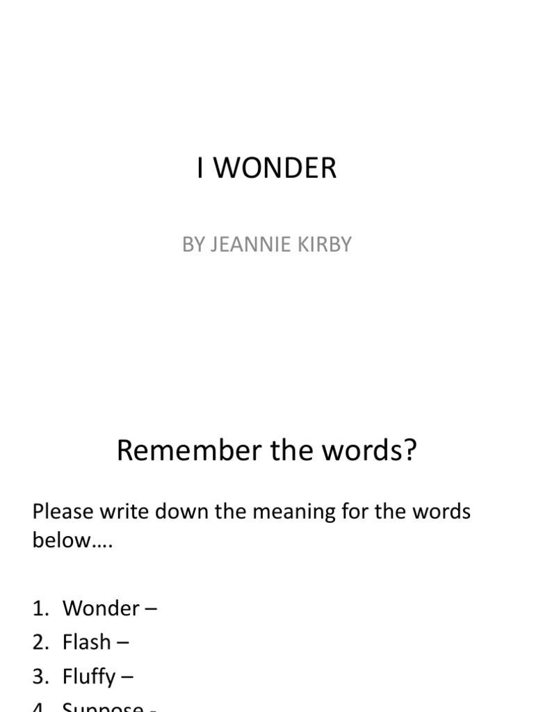 I Wonder - Meaning | PDF