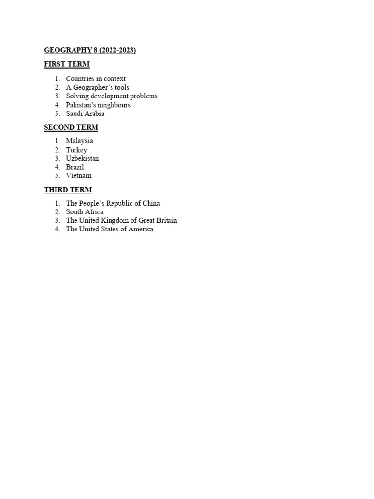 Geography 8 Curriculum Overview | PDF