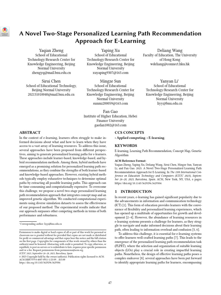 A Novel Two-Stage Personalized Learning Path Recommendation | PDF ...