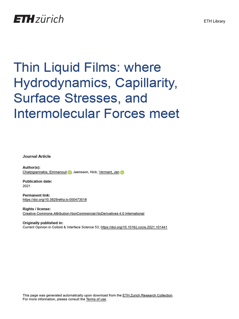 Dynamics of Thin Liquid Films Explained | PDF | Viscosity | Fluid Dynamics