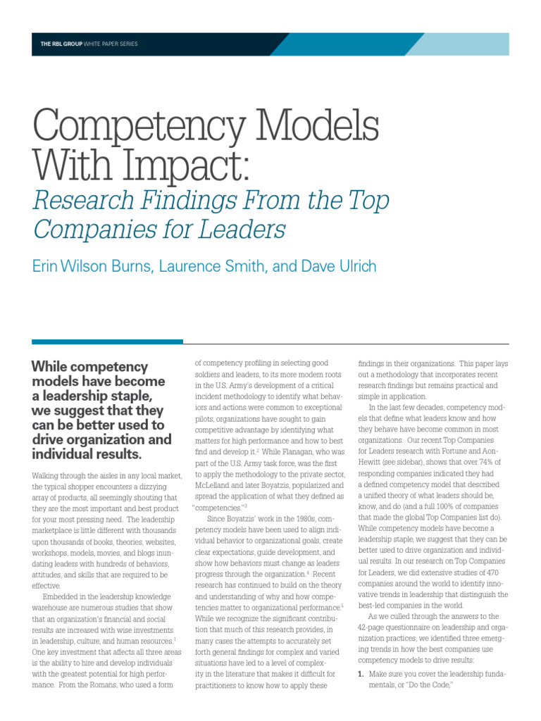 Enhancing Leadership with Competency Models | PDF | Leadership | Brand