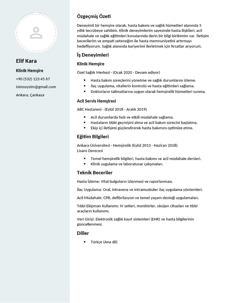 Hemsire CV Ornegi | PDF