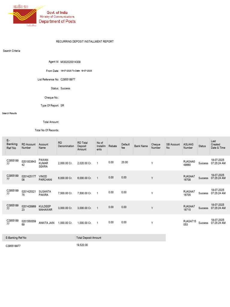 Recurring Deposit Installment Summary | PDF