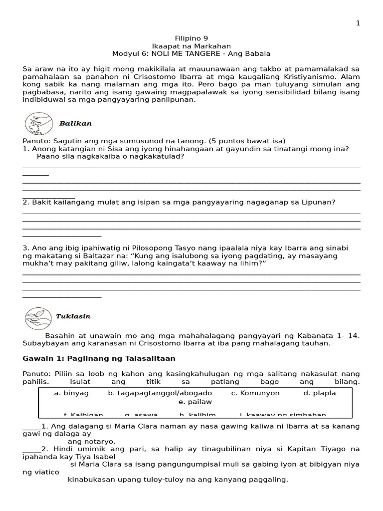 Filipino 9 q4 l6 Activity Sheet | PDF
