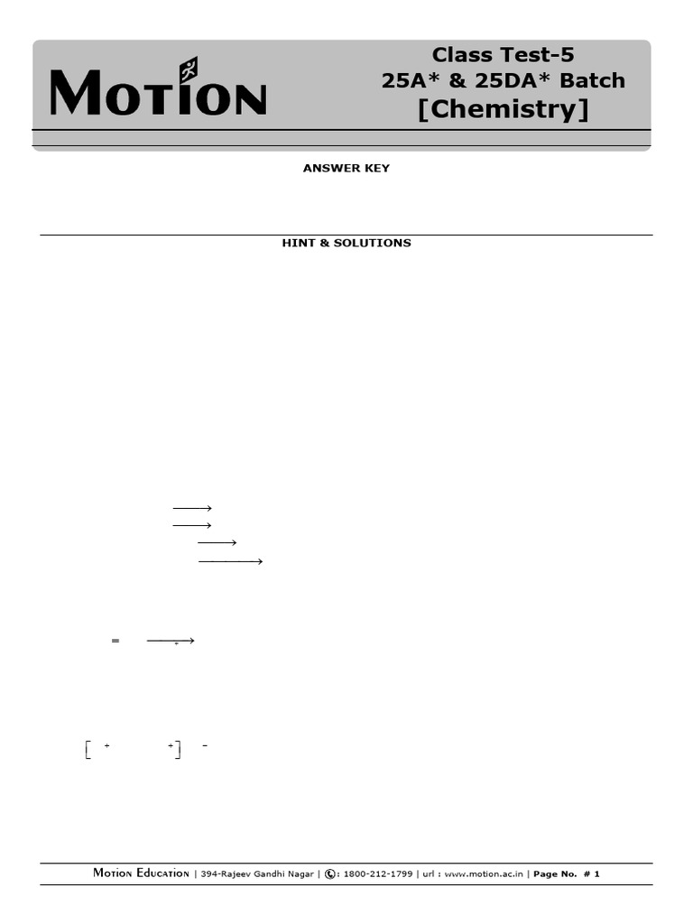 Chemistry Class Test-5 Solution | PDF