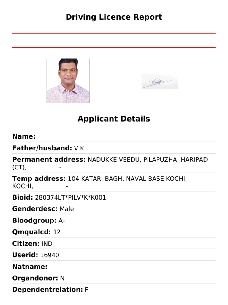 Manish Jaiswal: Driving Licence Report | PDF