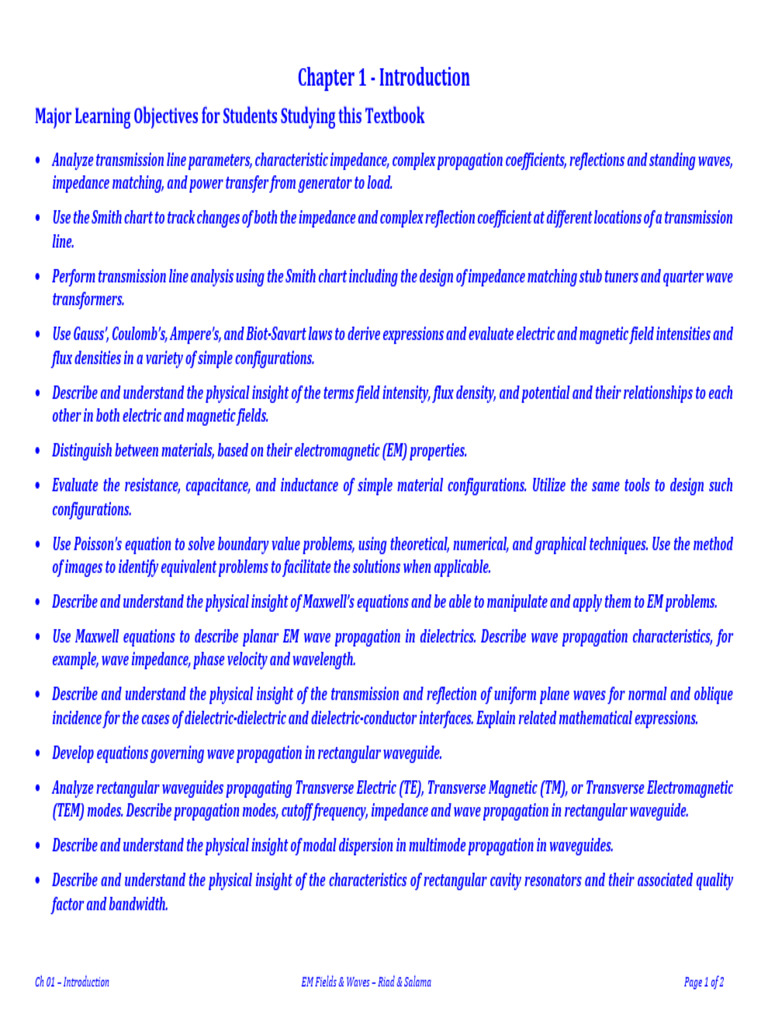 Lecture Slides CH 01 Introduction | PDF | Transmission Line | Waveguide