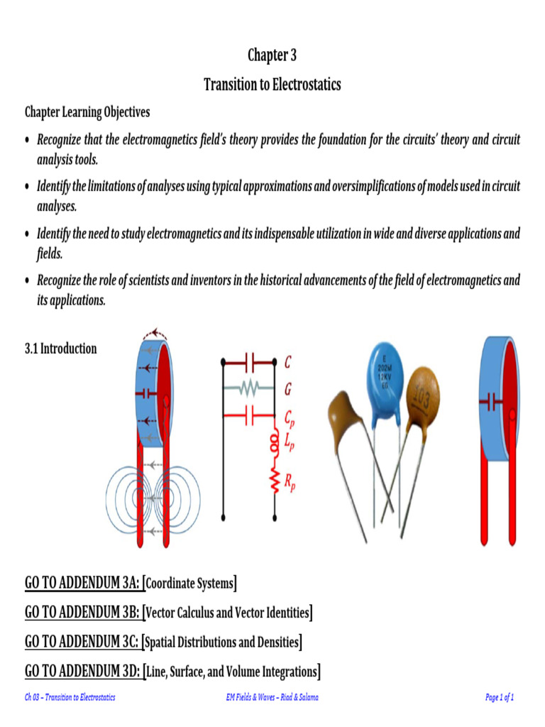 Lecture Slides CH 03 Transition To Electrostatics | PDF