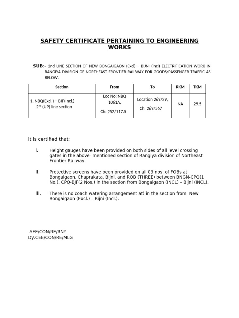 EIG Certificate 27.08.2022 | PDF | Rail Transport | Power Engineering