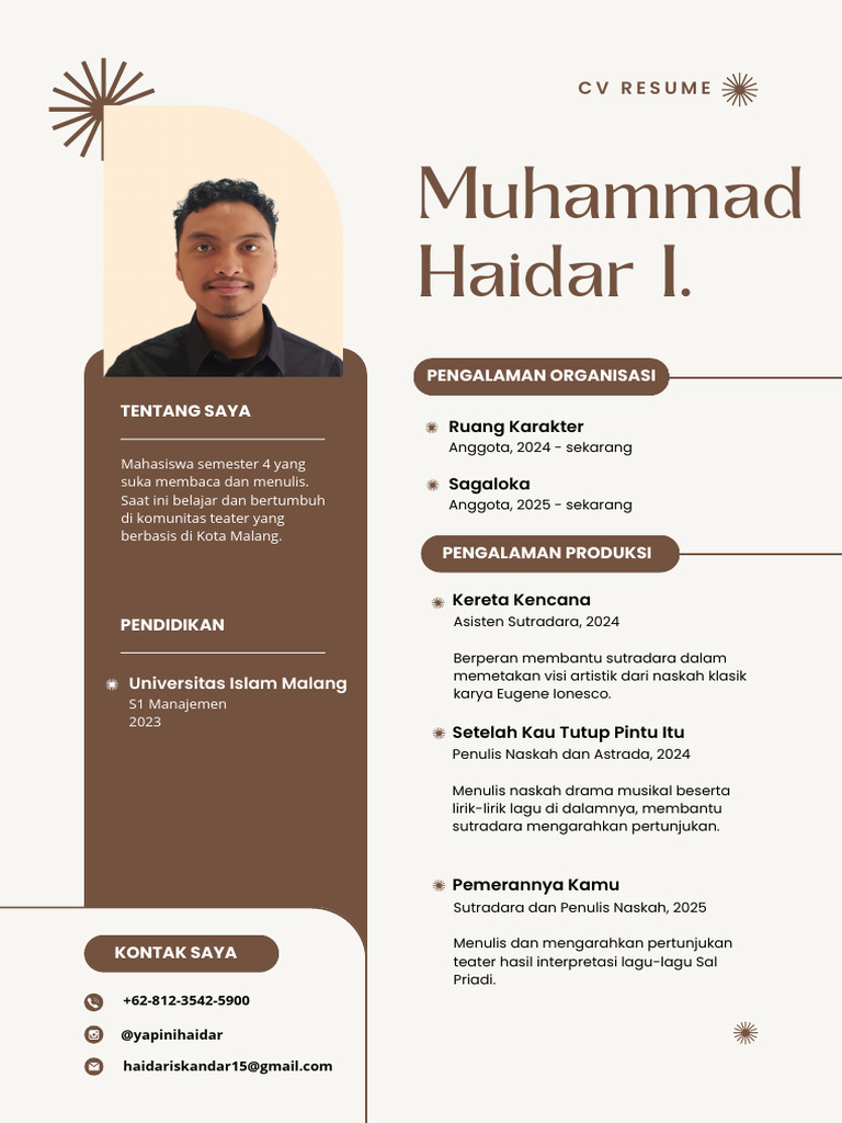 Mahasiswa Teater Malang: CV Muhammad Haidar | PDF