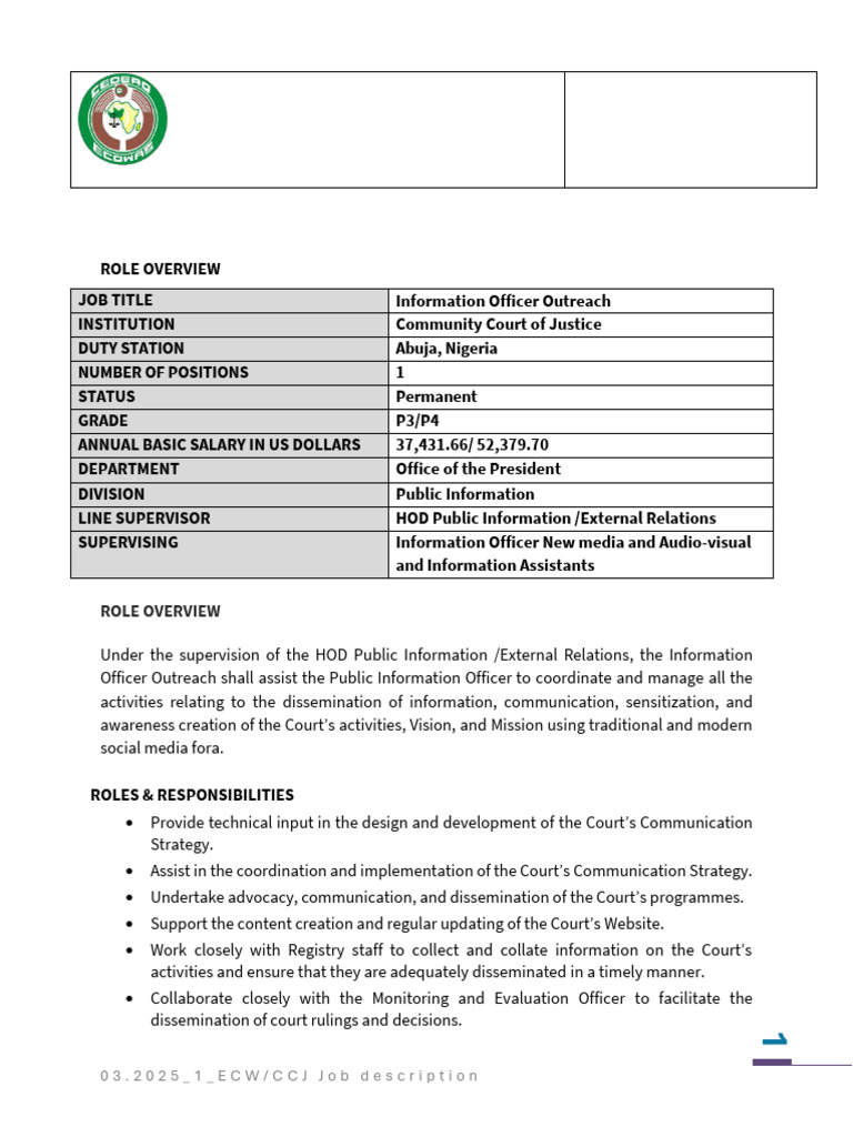 Job Description Information Officer Outreach p3 p4 March 2025 Amiis ...