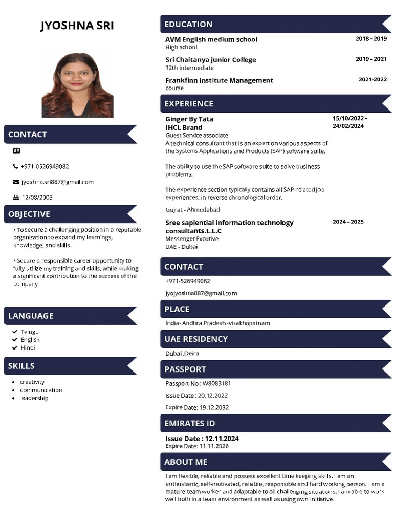 Jyoshna Sri - CV-4-1 | PDF