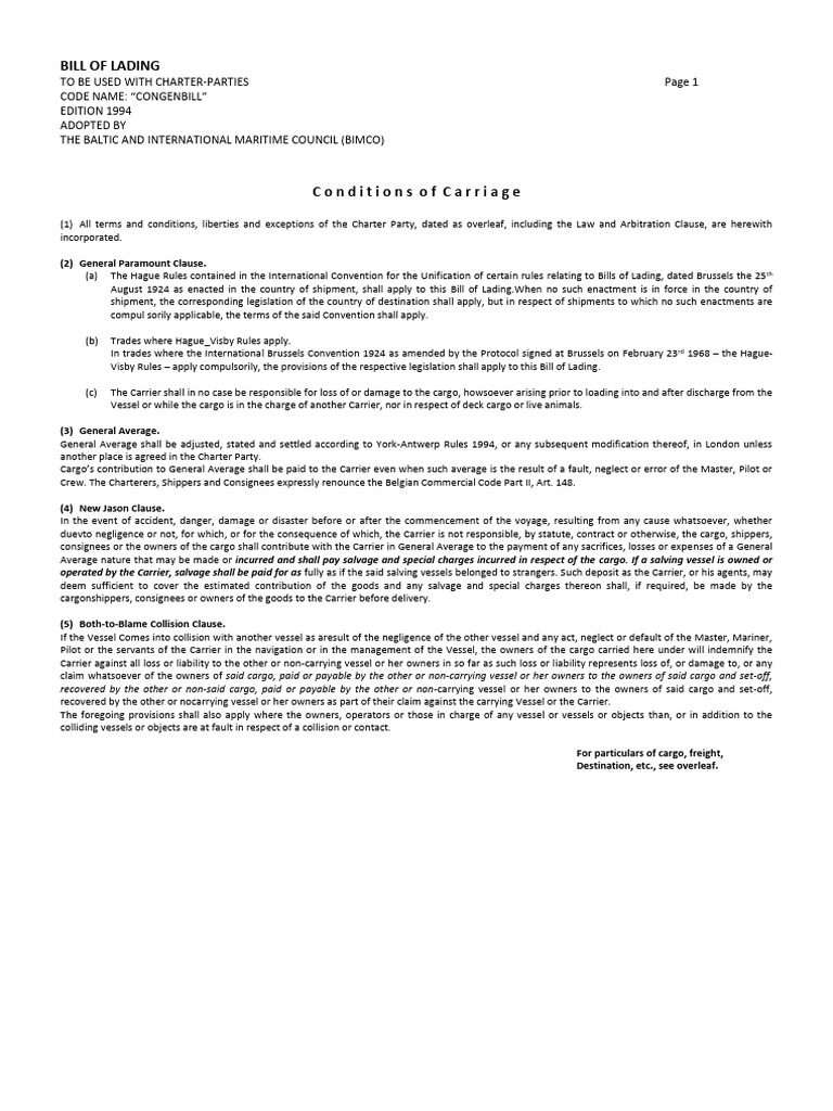 Belakang BL | PDF | Bill Of Lading | Cargo
