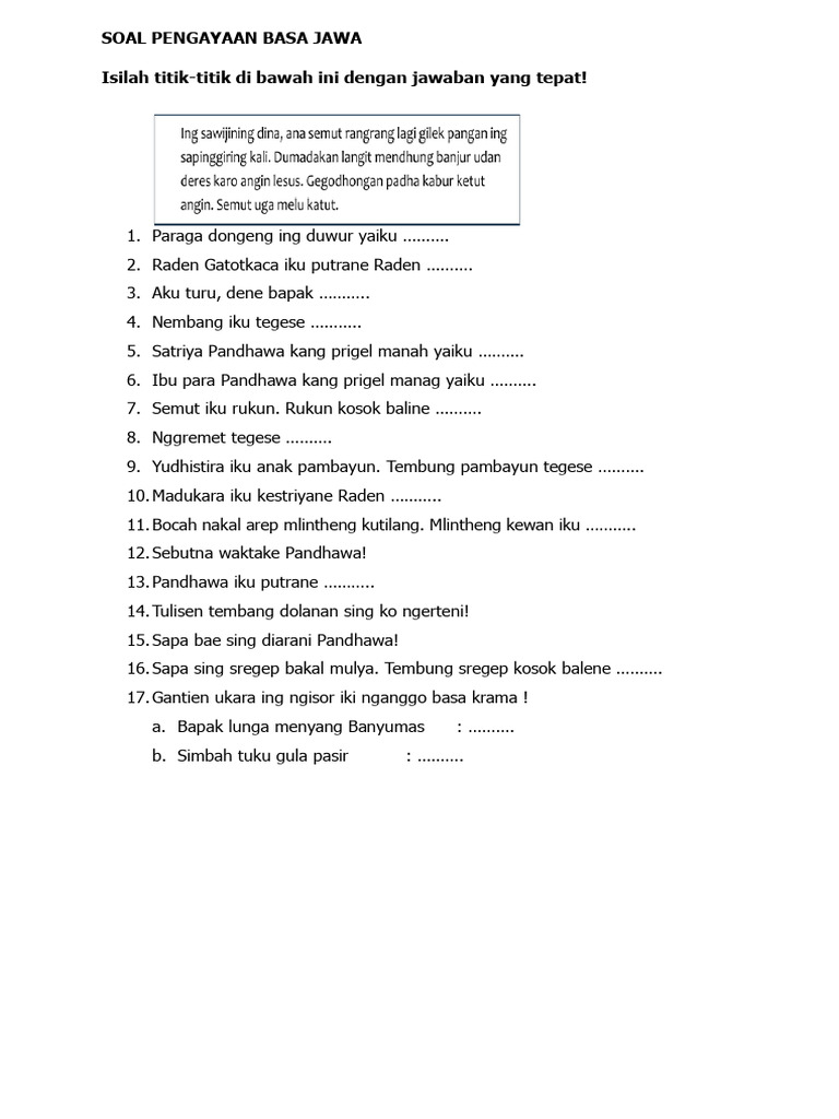 Latihan Pengayaan Basa Jawa | PDF