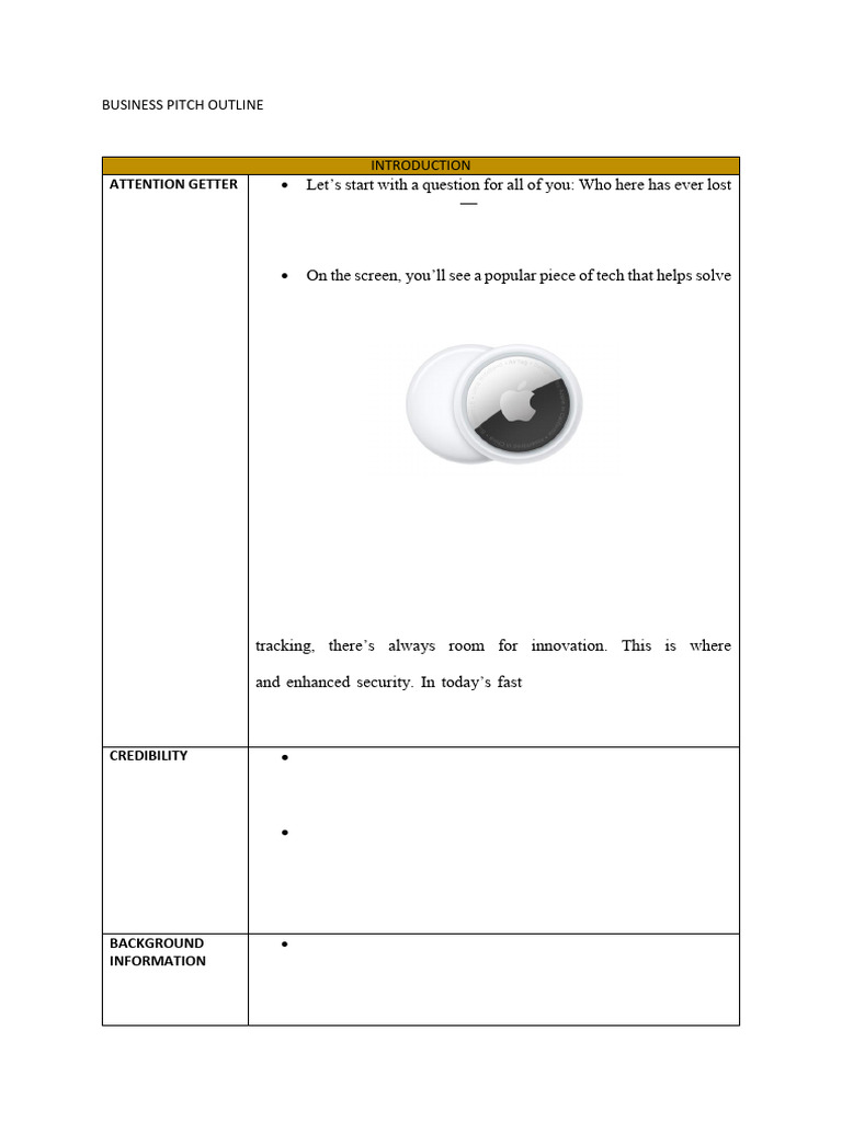 Business Pitch Outline Draft | PDF | Apple Inc.