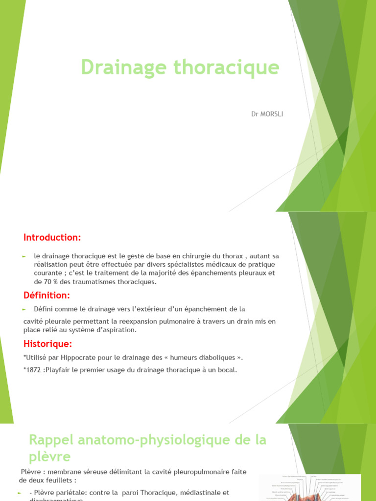 Techniques de drainage thoracique | PDF | Spécialités médicales ...