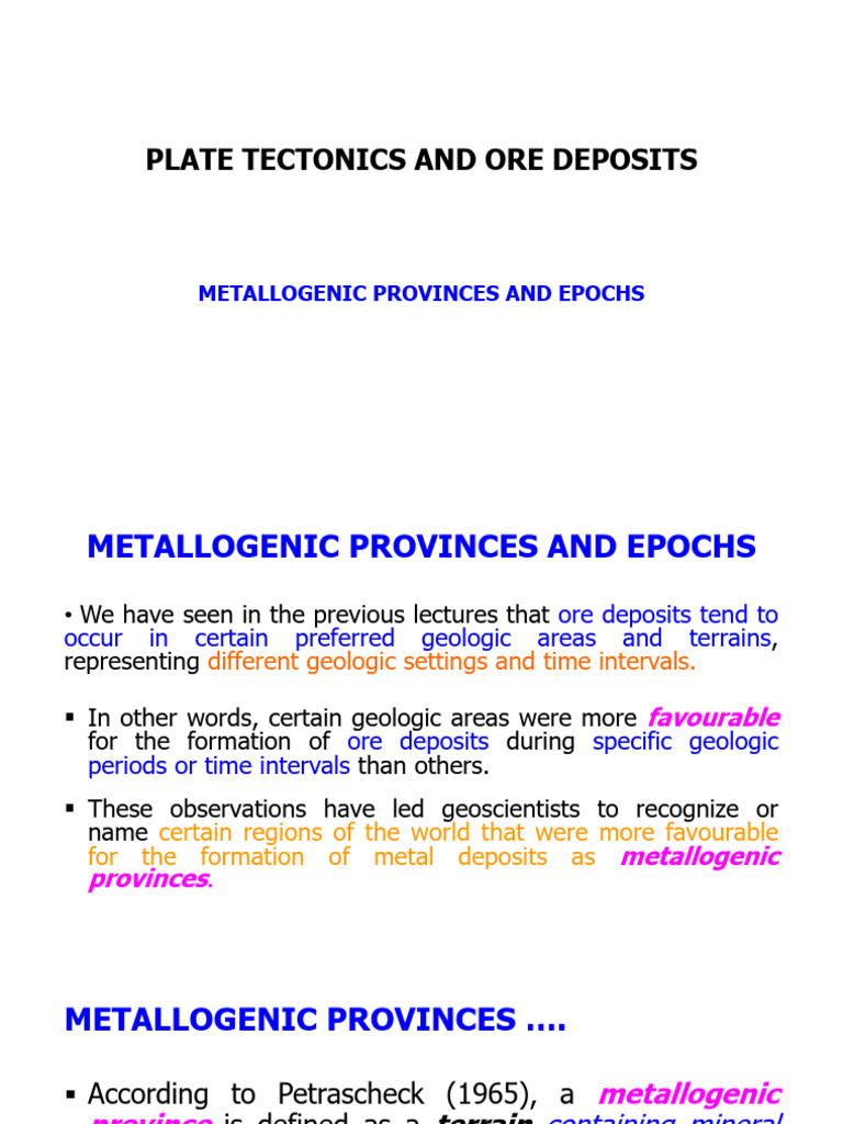 Lecture 15 Plate Tectonic and Ore Deposits - RV - June 2025 | PDF ...