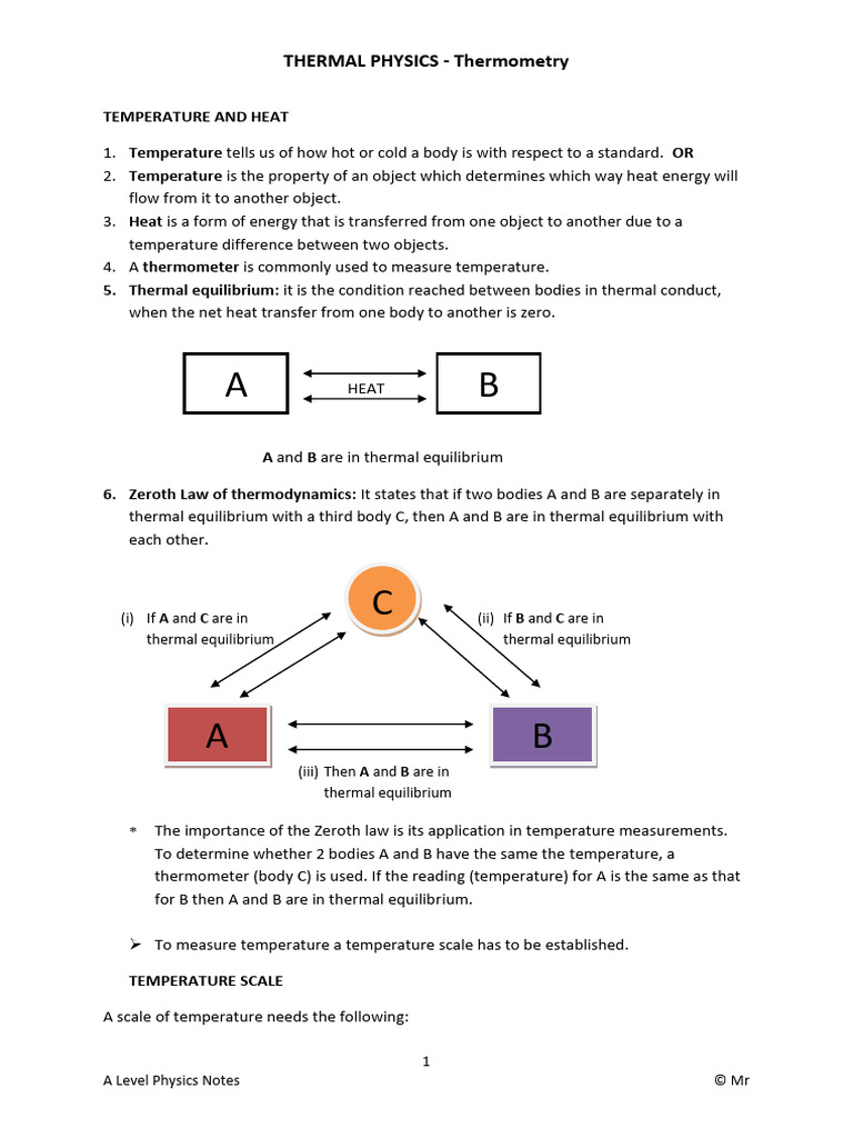 A Level Thermal Physics: Thermometry | PDF | Temperature | Thermometer
