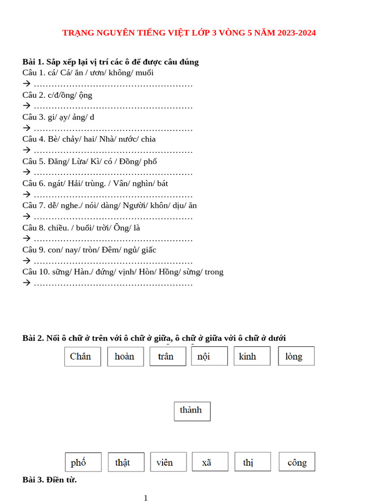 Tntv Lớp 3.Vòng 5. Thi Sơ Khảo | PDF