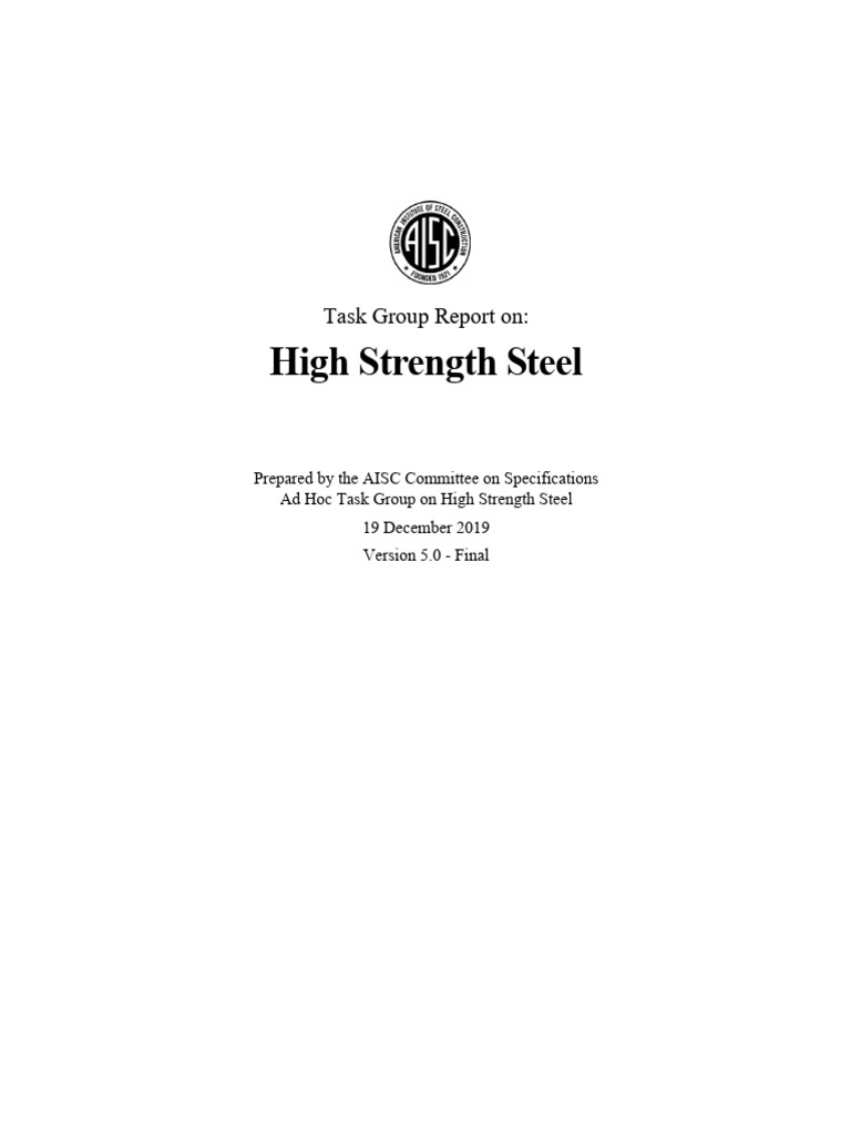 High Strength Steel Report Aisc Adhoctg | PDF | Strength Of Materials ...