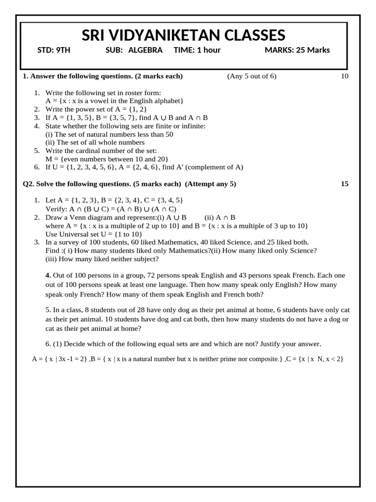 Question Paper Formate | PDF