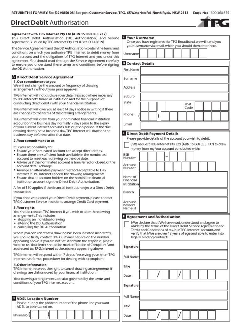 Direct Debit Form | PDF | Debit Card | Service Industries