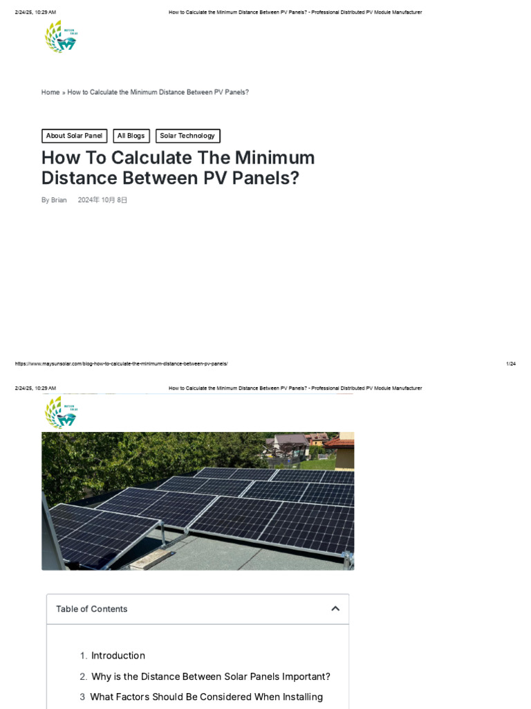 How To Calculate The Minimum Distance Between PV Panels - Professional Distributed PV Module ...