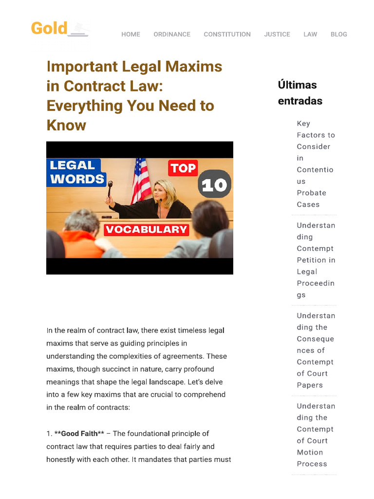 Important Legal Maxims in Contract Law - .. | PDF