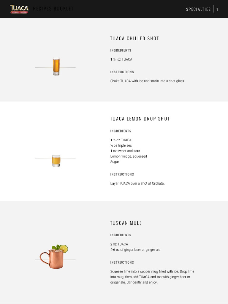 Tuaca RecipesBooklet 061517 | PDF