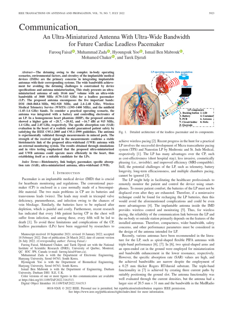 An Ultra-Miniaturized Antenna With Ultra-Wide Bandwidth For Future Cardiac Leadless Pacemaker ...