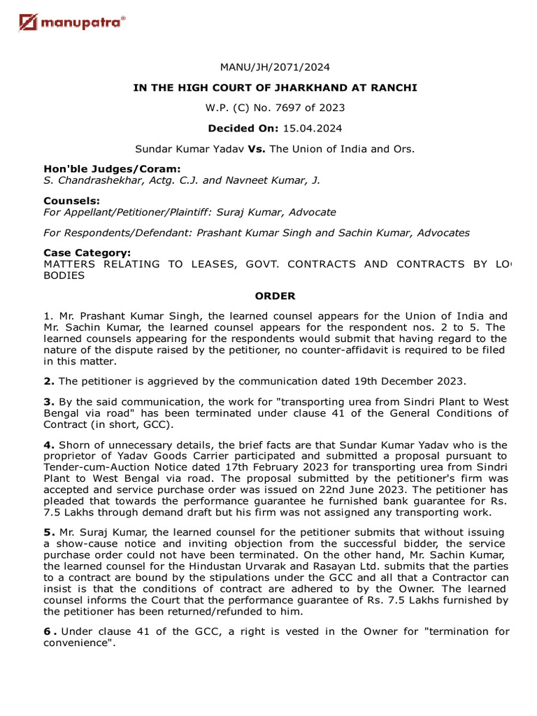 Termination For Convenience Clause Is Valid Under The Law 1752601184 | PDF | Private Law ...