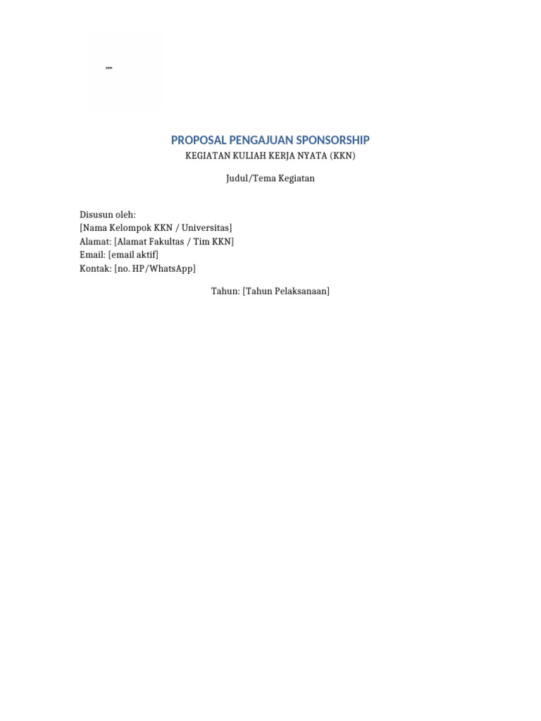 Proposal Sponsorship KKN Lengkap | PDF