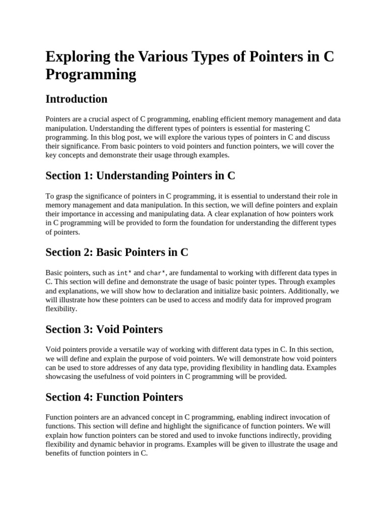 Exploring The Various Types of Pointers in C Programming | PDF | Pointer (Computer Programming ...