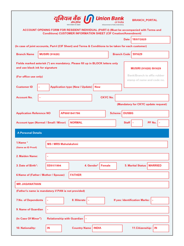 Union Bank Account Opening Form Guide | PDF | Cheque | Banks
