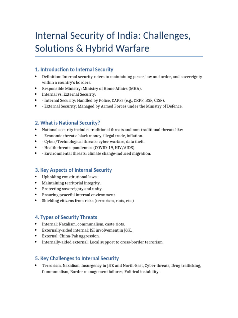 Internal Security Challenges & Solutions | PDF | National Security ...