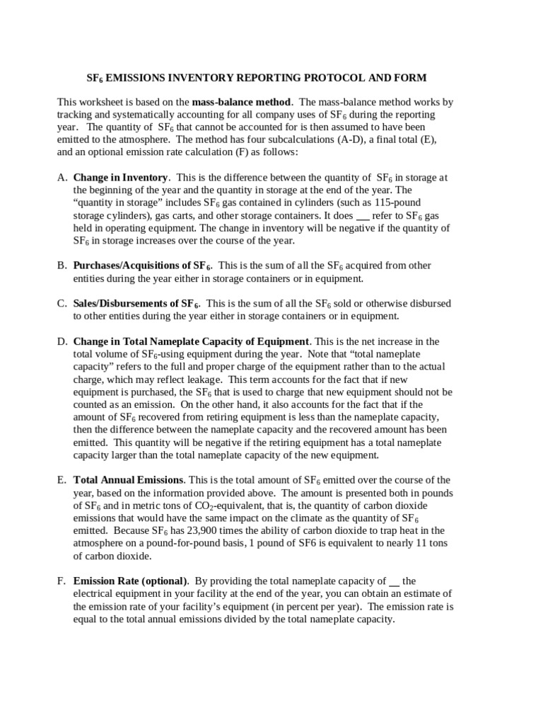 SF6 Emissions Reporting Protocol | PDF | Air Pollution | Climate Change