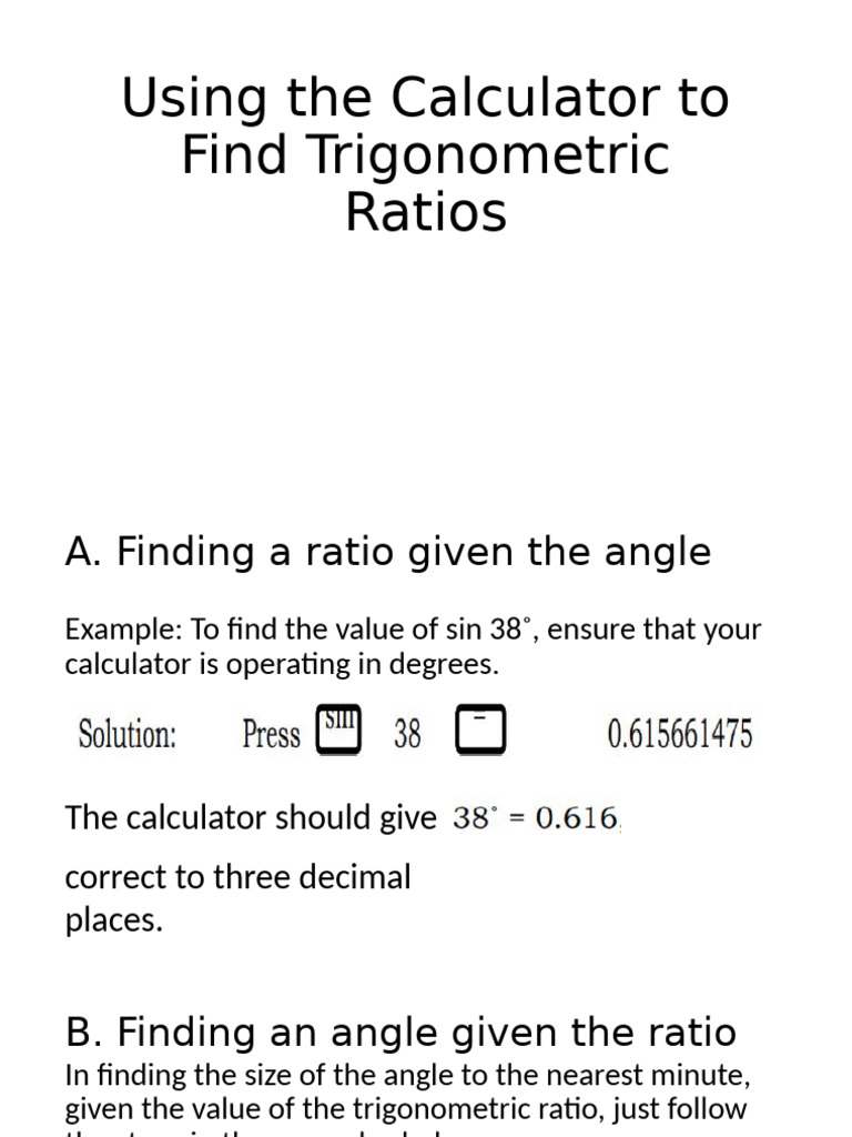 Trigonometric Ratios and Calculations | PDF