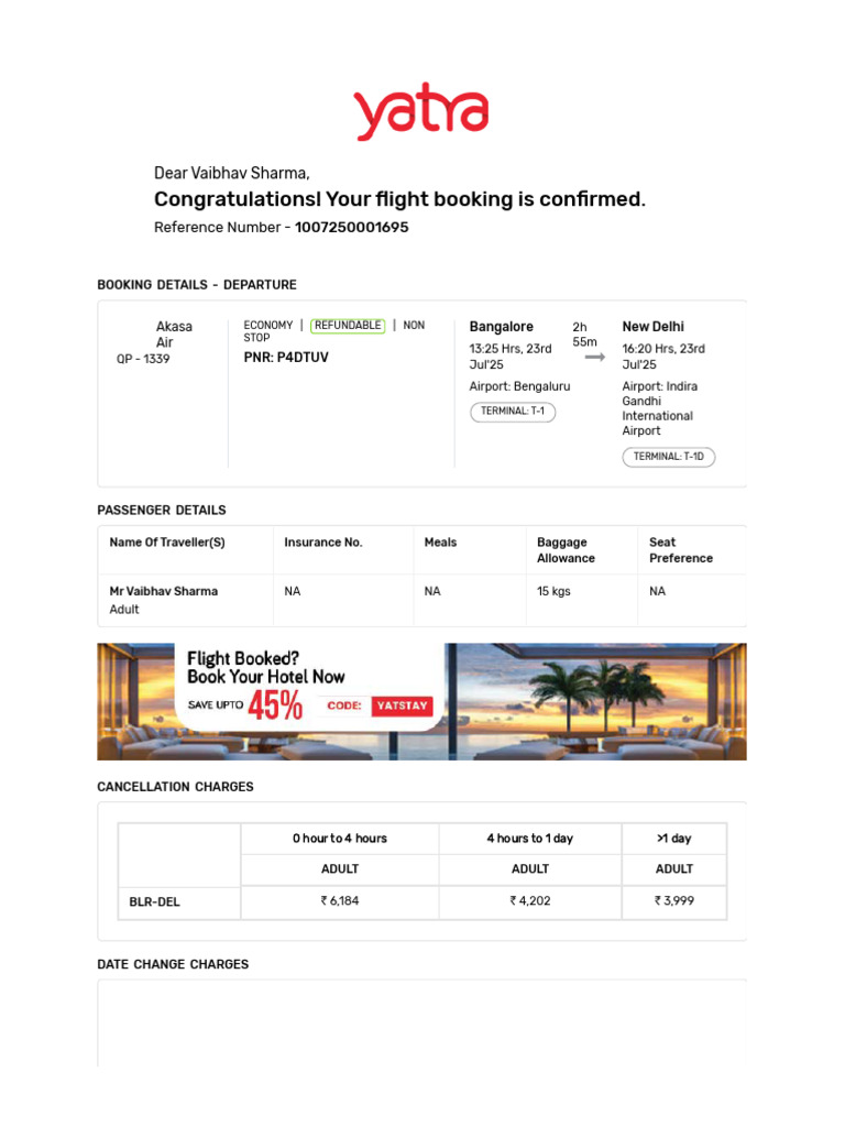 Flight Booking Confirmation | PDF | Airlines
